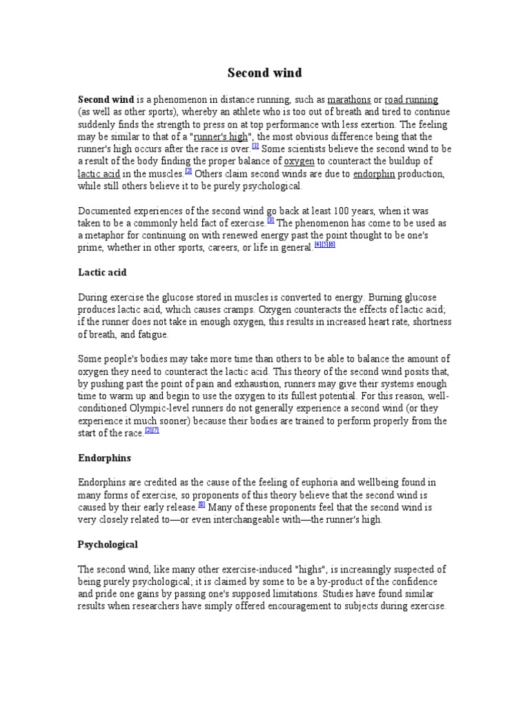 Second Wind: Second Wind Is A Phenomenon in Distance Running, Such As ...