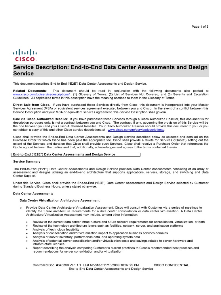 End To End Data Center Assessments and Design Service | Download Free PDF | Data Center ...
