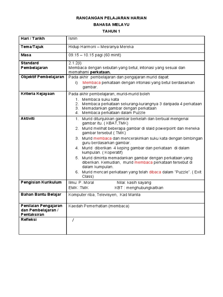 Contoh RPH TS25 | PDF