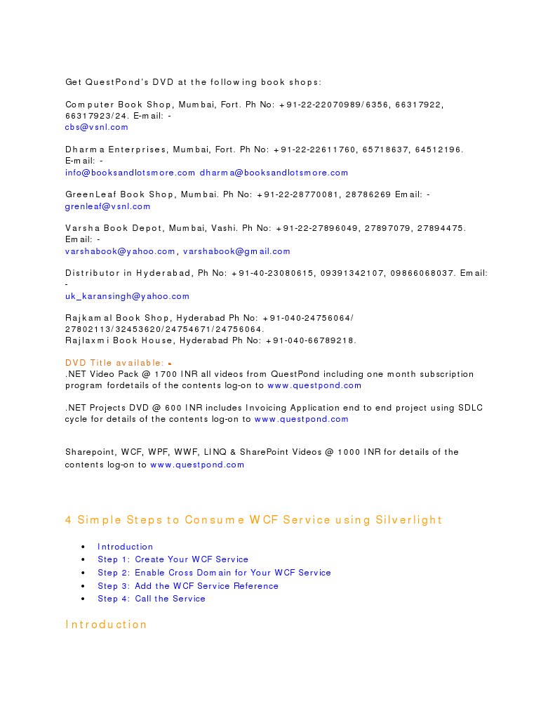 4 Simple Steps To Consume Wcf Service Using Silverlight Dvd Title Available Pdf Xml