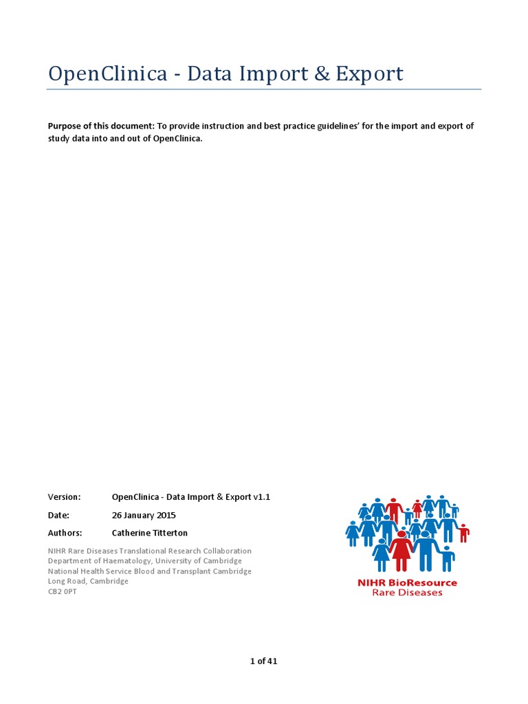 OpenClinica Import and Export v1 | PDF | Metadata | Microsoft Excel