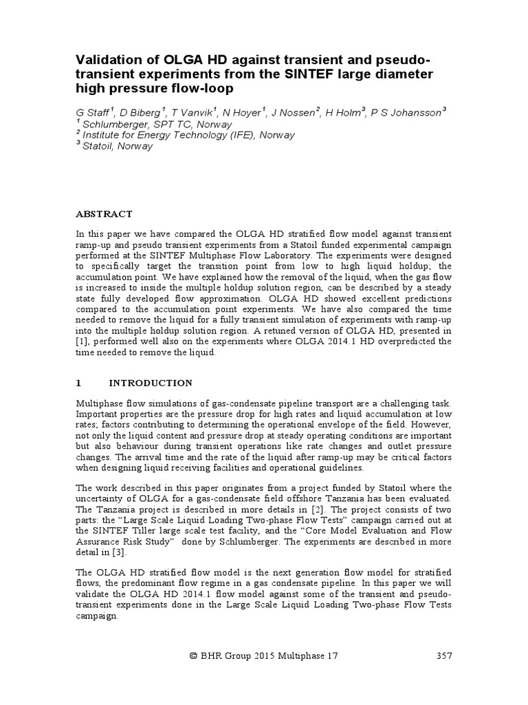 Validation of OLGA HD BHR-2015-G4 | PDF | Fluid Dynamics | Gases
