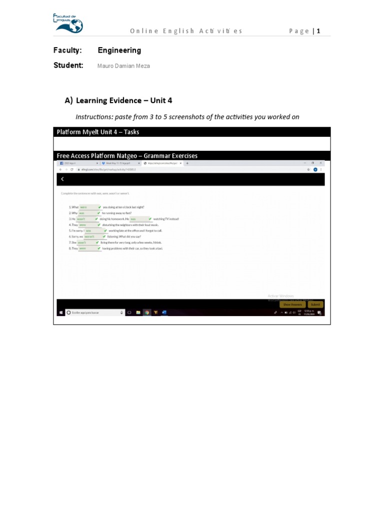 A) Learning Evidence - Unit 4: Faculty: Engineering Student | PDF ...