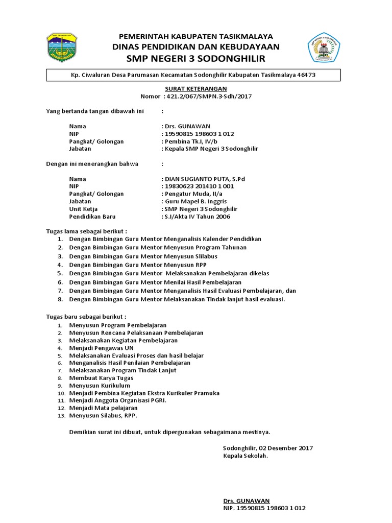 Contoh Uraian Tugas PNS | PDF