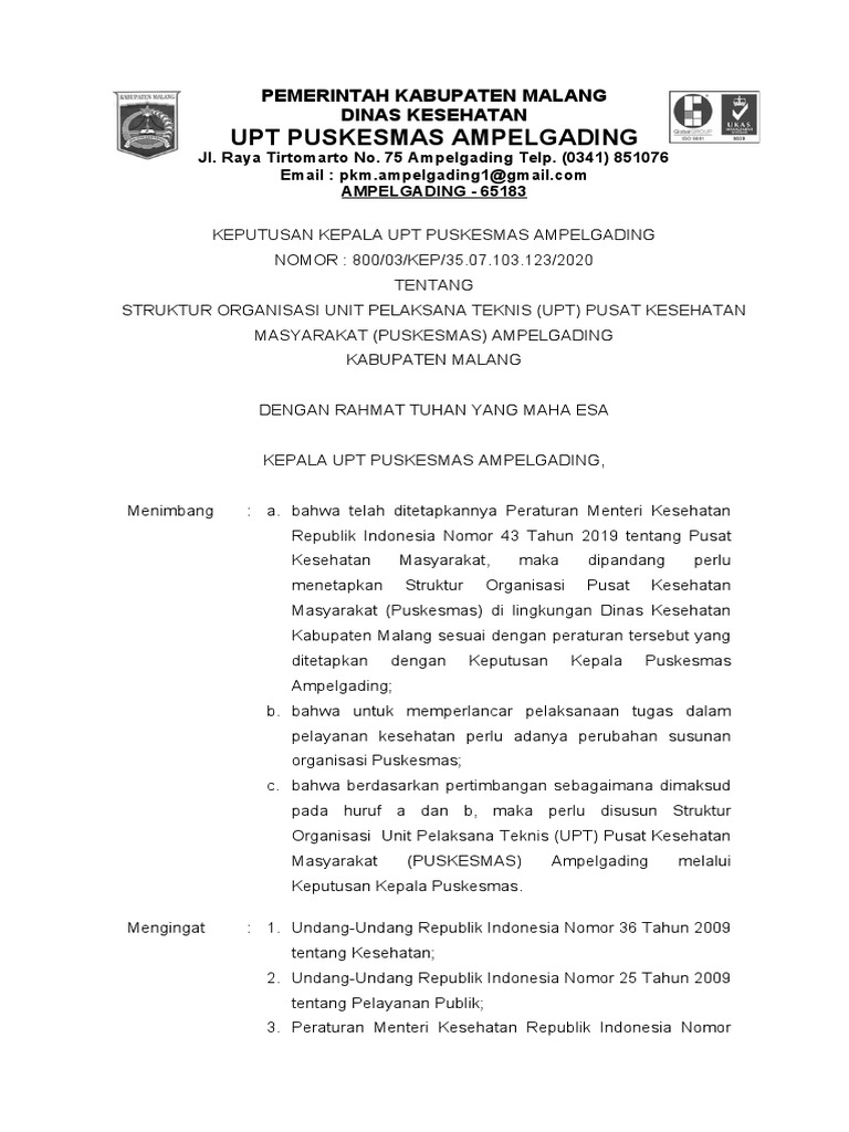 SK Perubahan Struktur Organisasi | PDF