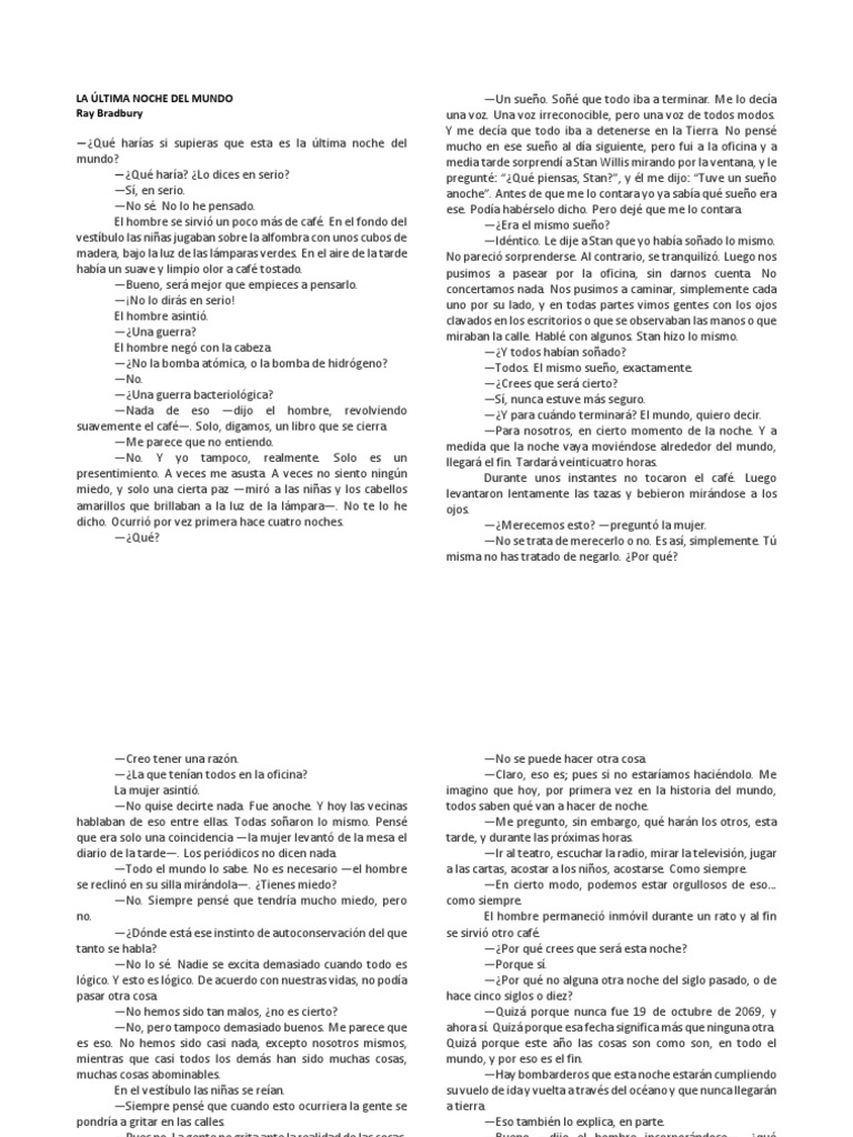 La Última Noche Del Mundo - Ray Bradbury | PDF