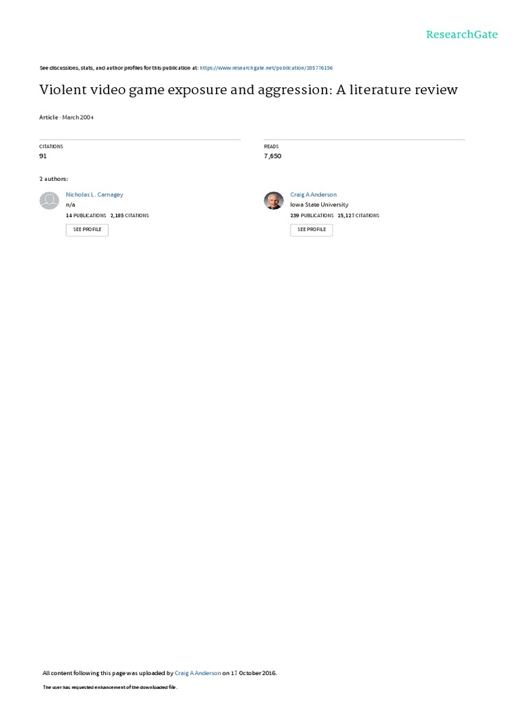 Violent Video Game Exposure and Aggression - + Es + | PDF | Aggression ...