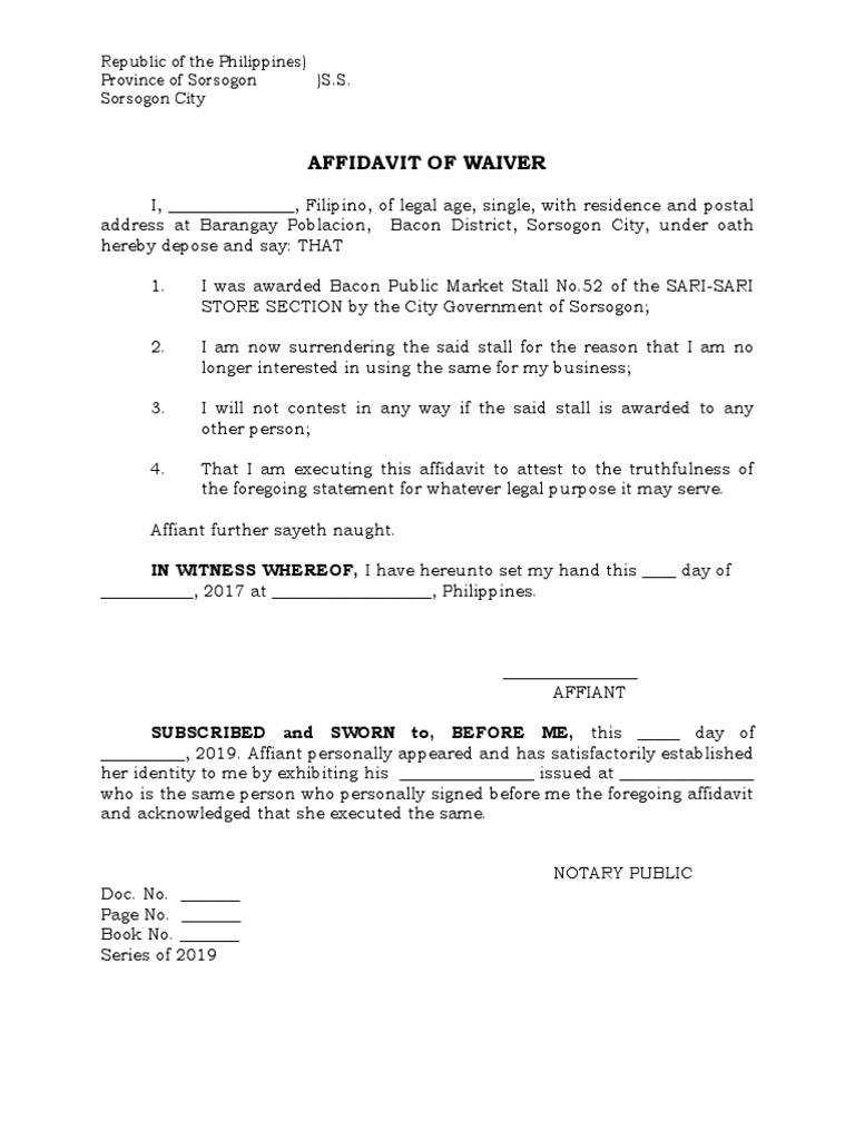 Affidavit of Waiver - Dorol | PDF