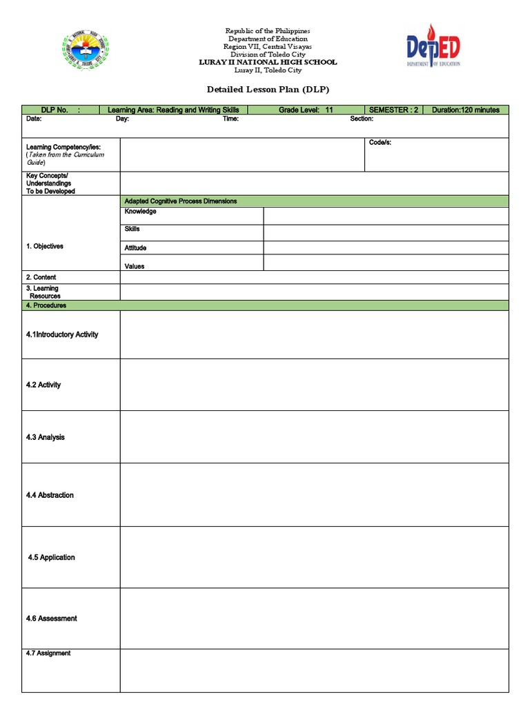 DLP Template | PDF | Lesson Plan | Learning