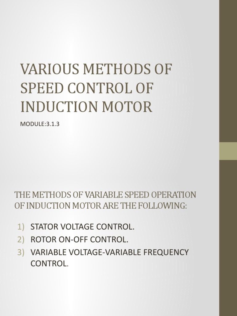 Various Methods of Speed Control of Induction Motor | PDF | Power ...
