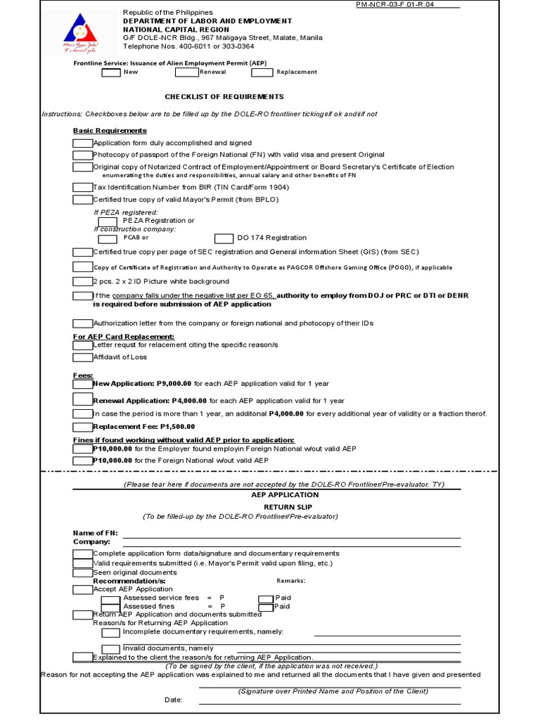 AEP Application Requirements Checklist | PDF | Document | Government ...