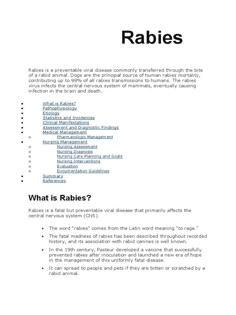 What Is Rabies? | PDF | Rabies | Medical Specialties