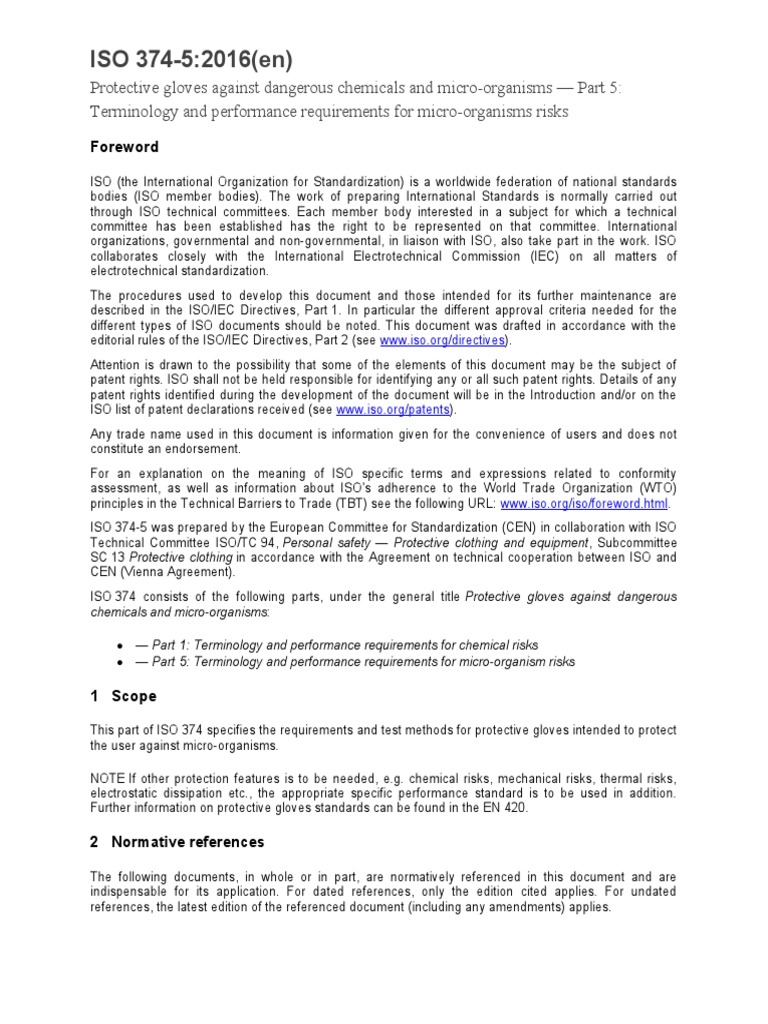 ISO 374-5 - 2016 (En) | PDF | International Organization For ...
