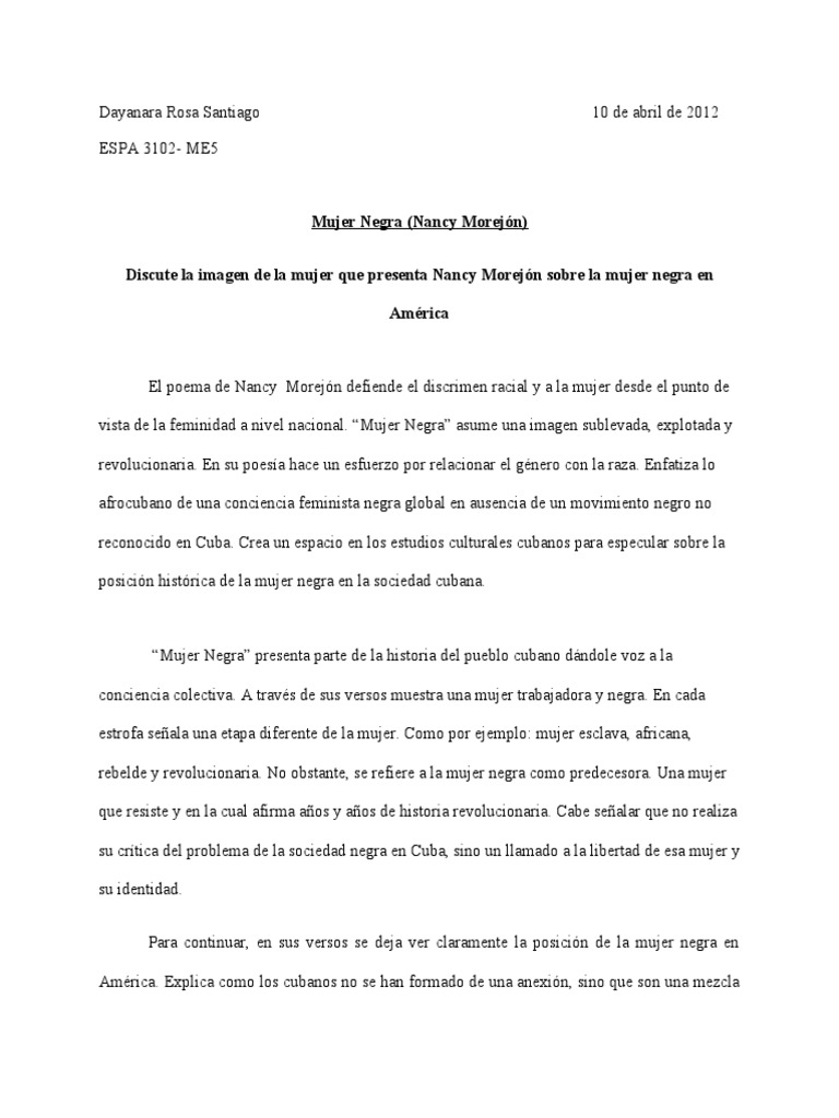 Analisis Mujer Negra Nancy Morejon | PDF