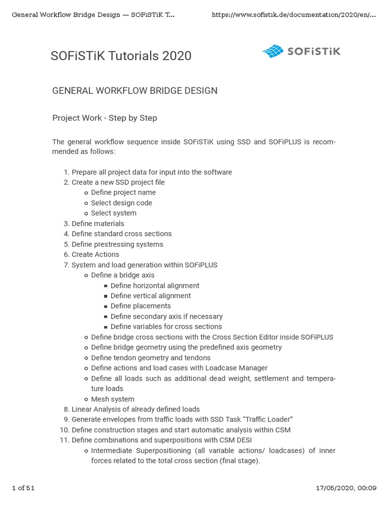Sofistik Tutorials 2020: General Workflow Bridge Design | PDF | Lane ...
