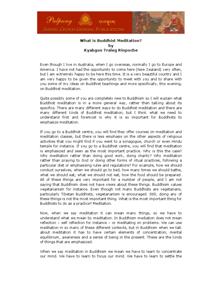 What Is Buddhist Meditation - Kyabgon Traleg Rinpoche | PDF