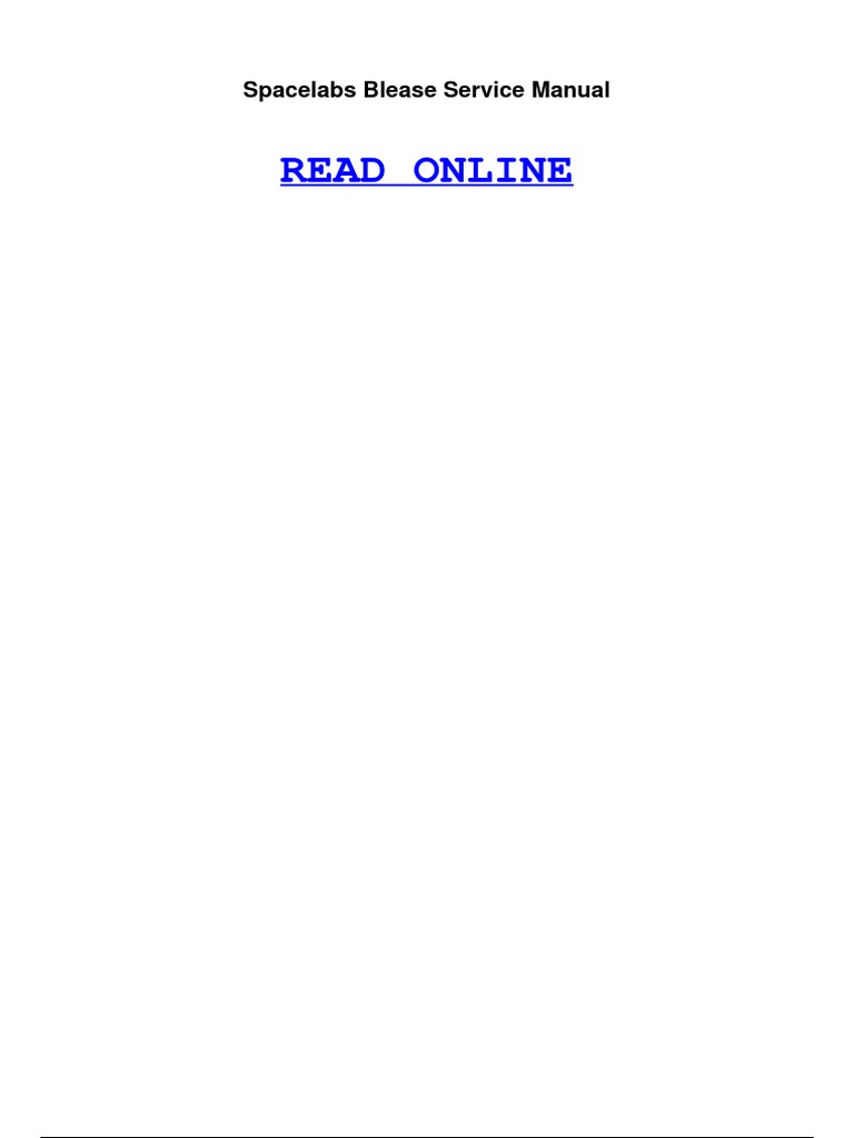 Spacelabs Blease Service Manual | PDF | Vehicle Technology | Land Vehicles