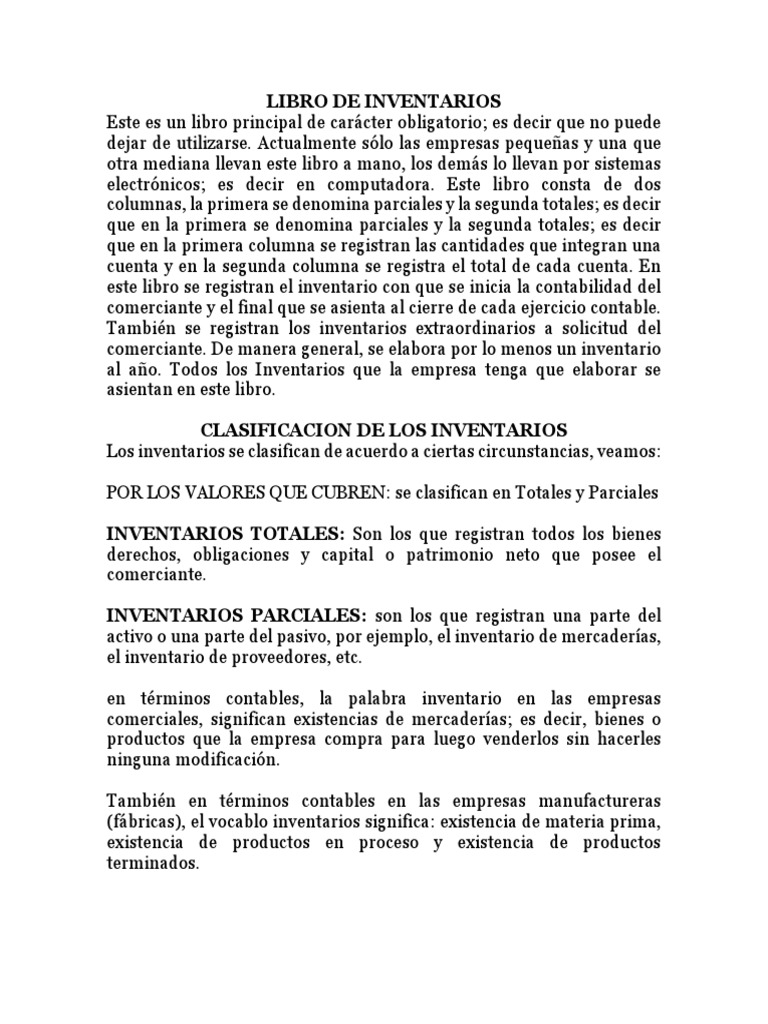 Libro de Inventarios | PDF | Contabilidad | Inventario
