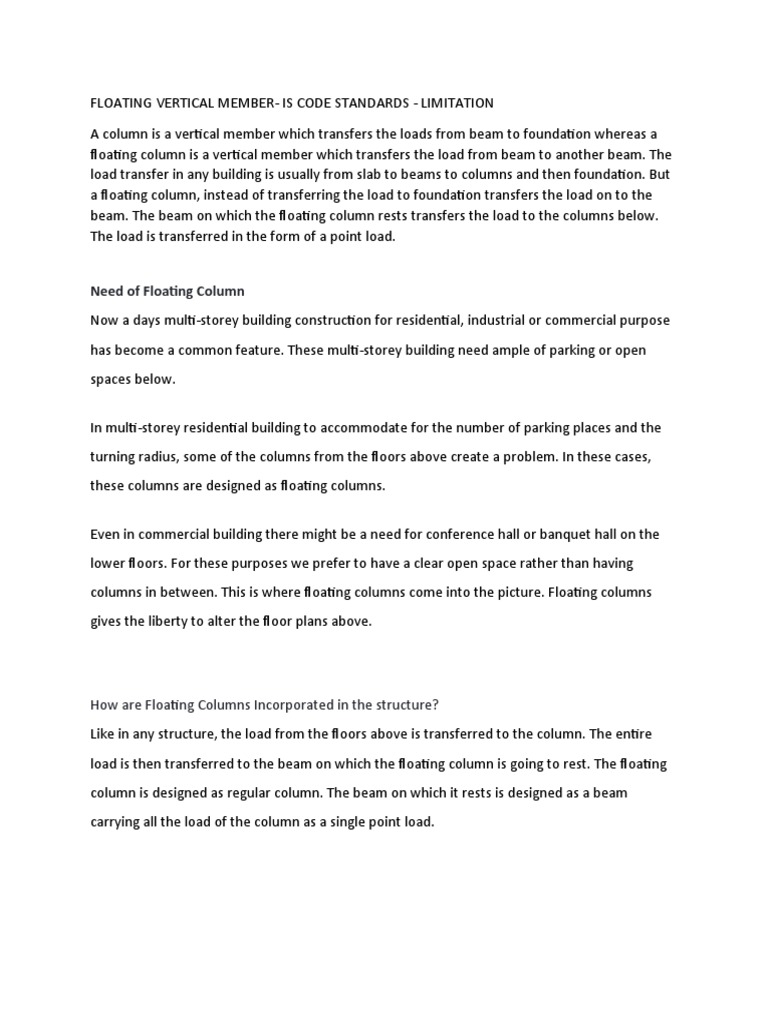 Floating Vertical Member | PDF | Beam (Structure) | Column