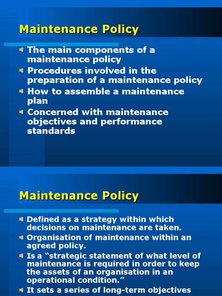 Developing an Effective Maintenance Policy: A Strategic Approach to ...