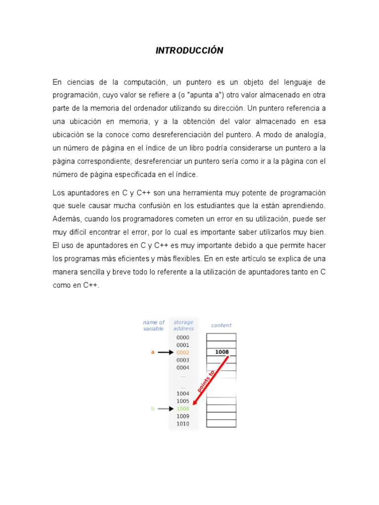 Uso de Apuntadores en C y C++ | PDF | Puntero (Programación de ...