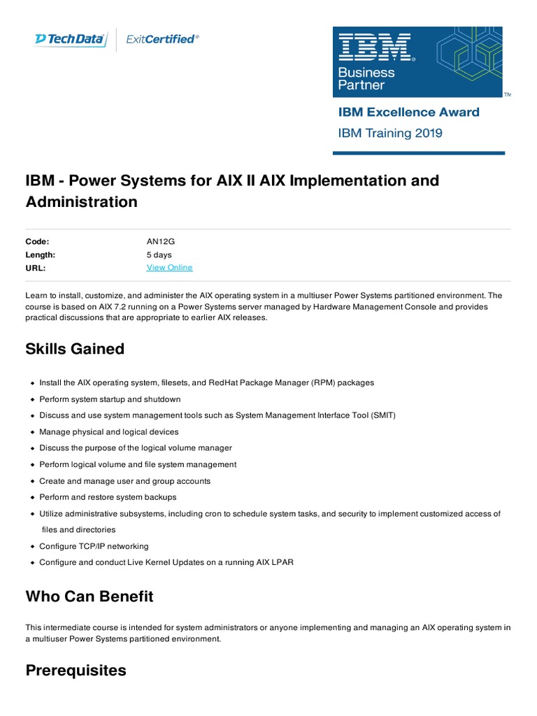 IBM - Power Systems For AIX II AIX Implementation and Administration ...