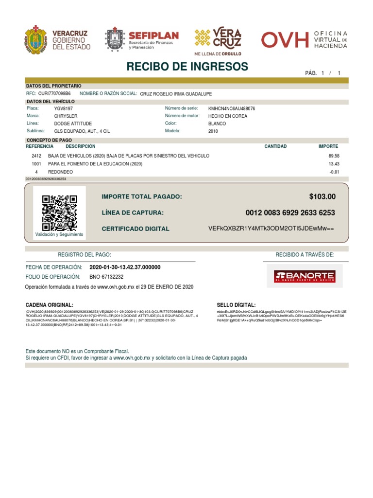 Recibo de Ingresos: Importe Total Pagado | PDF | Empresas automotrices ...