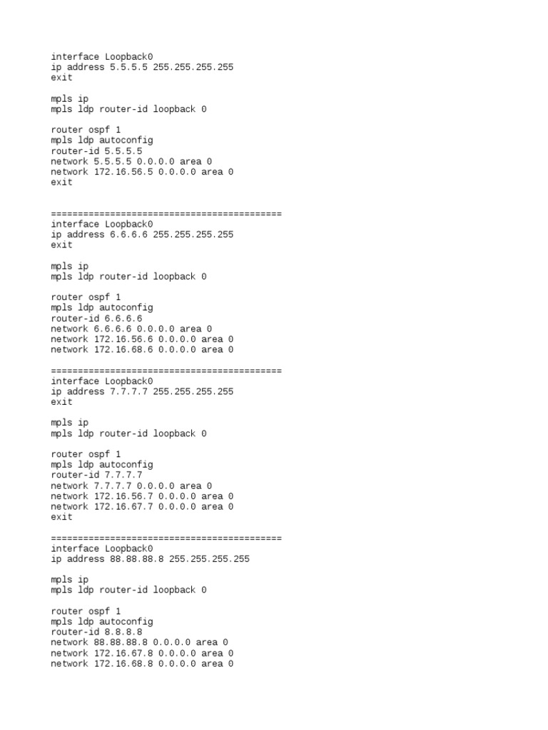 Script - Backbone MPLS | PDF | Multiprotocol Label Switching | Networking