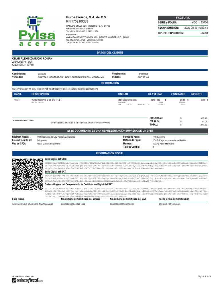 PFI170210CB9: Puros Fierros, S.A. de C.V | PDF
