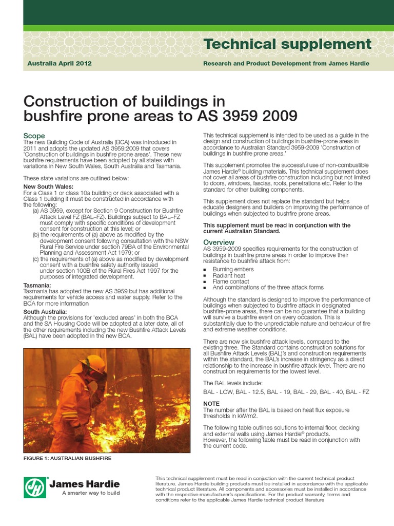 Construction of Buildings in Bushfire Prone Areas To AS 3959 2009 | PDF ...
