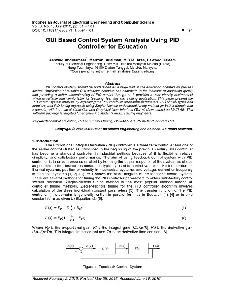 GUI Based Control System Analysis Using PID Contro | PDF | Control ...