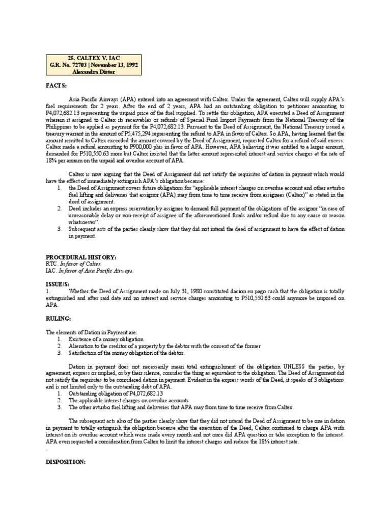 Caltex V Iac | PDF | Assignment (Law) | Common Law