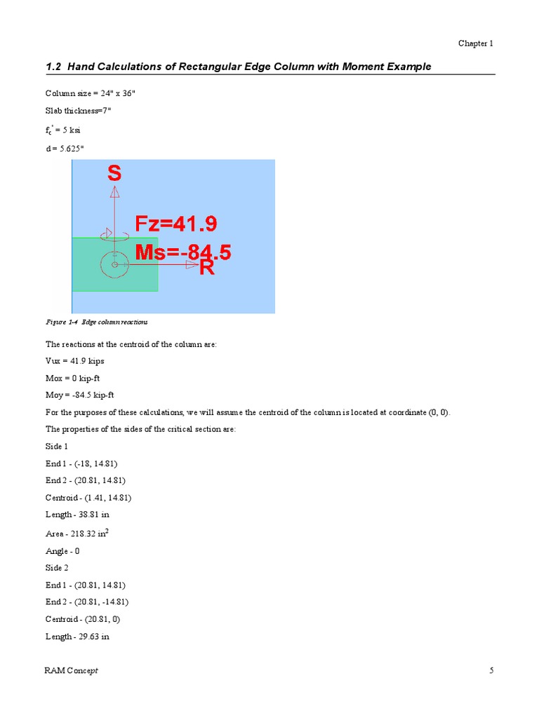 1.2 Hand Calculations of Rectangular Edge Column With Moment Example | PDF