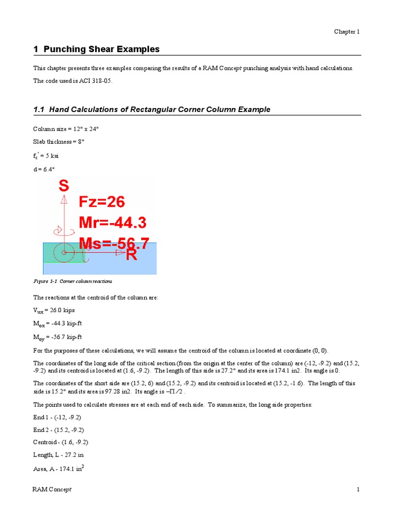 Punching Shear Examples Comparing Hand Calculations and RAM Analysis | PDF