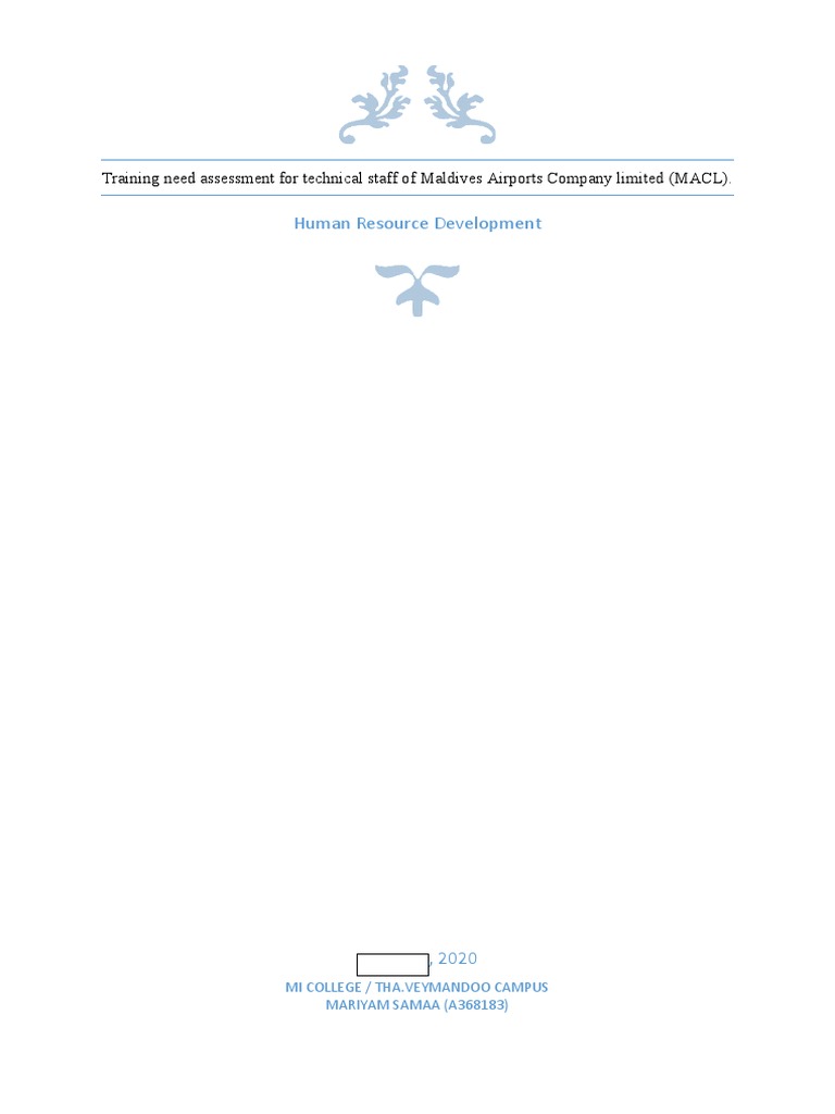 Training Need Assessment For Technical Staff of Maldives Airports ...