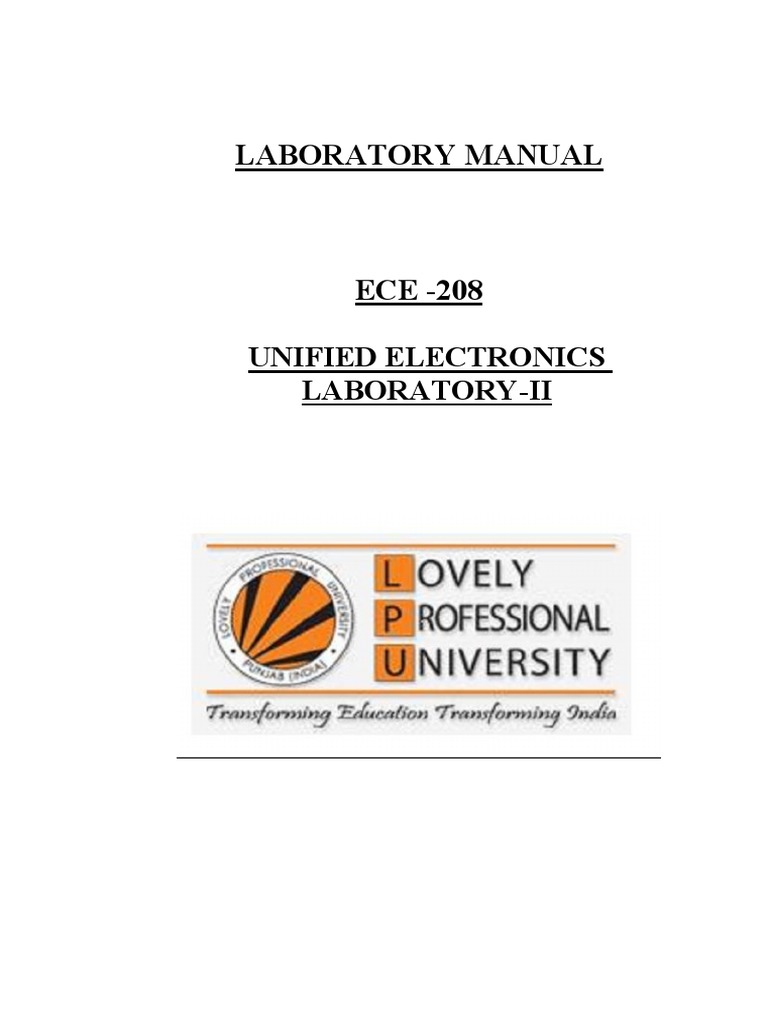 Laboratory Manual: Unified Electronics Laboratory-Ii | PDF ...