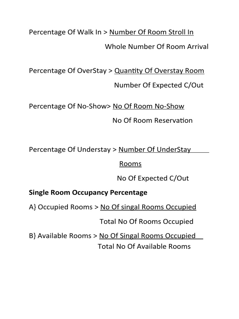 Single Room Occupancy Percentage | PDF