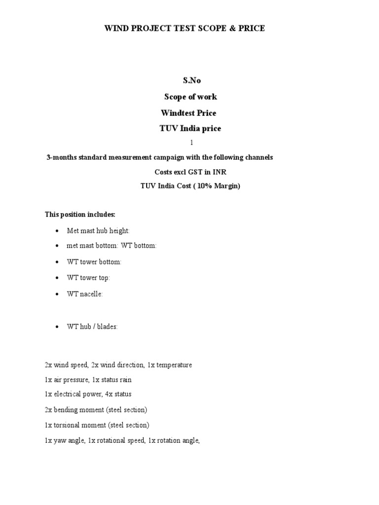 IEC Test - Scope and Prices RI | PDF | Wind Speed | Calibration