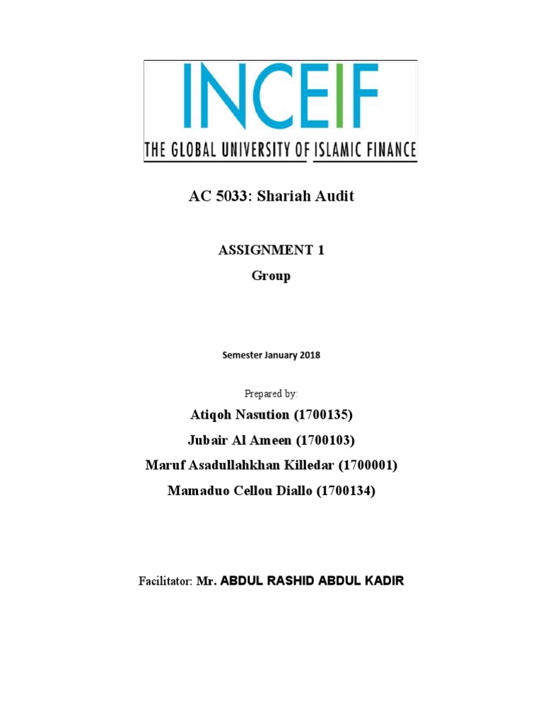 AC 5033: Shariah Audit: Assignment 1 Group | PDF | Islamic Banking And ...