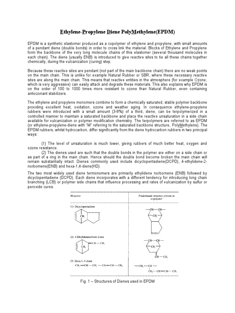 Ethylene-Propylene Diene Polymethylene (Epdm) | PDF | Polymers | Copolymer