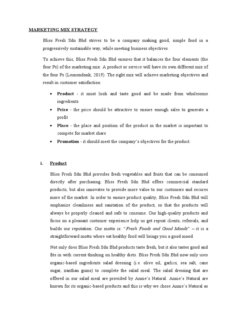 Bliss Fresh Marketing Mix Strategy | PDF | Pricing | Retail