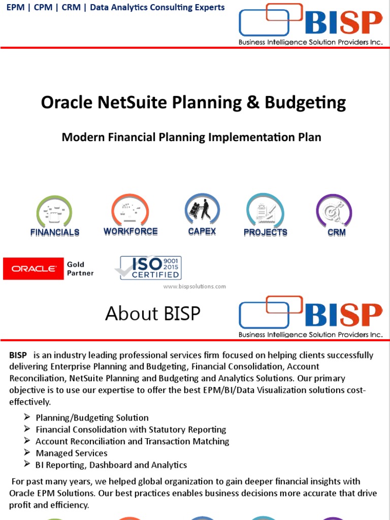 NetSuite PBCS Implementation & Advance Planning | PDF | Customer Relationship Management | Analytics