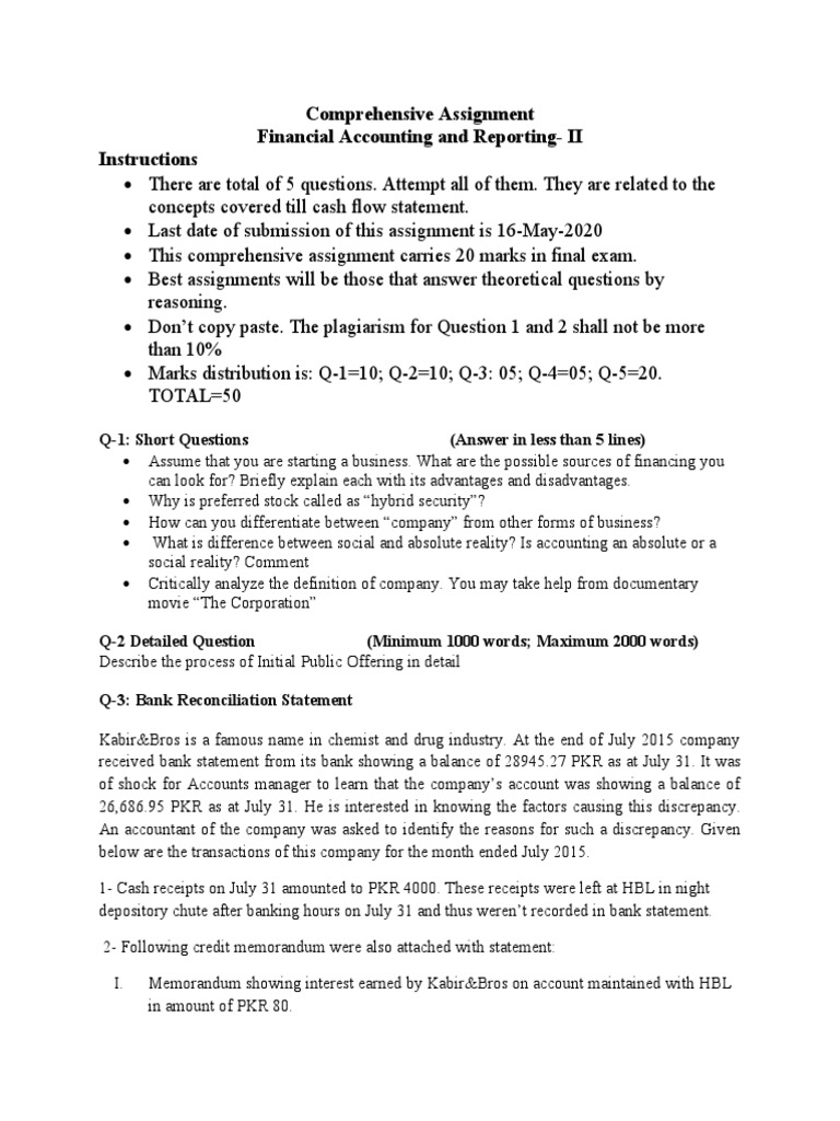 Comprehensive Assignment FAR-II | PDF | Bad Debt | Cheque