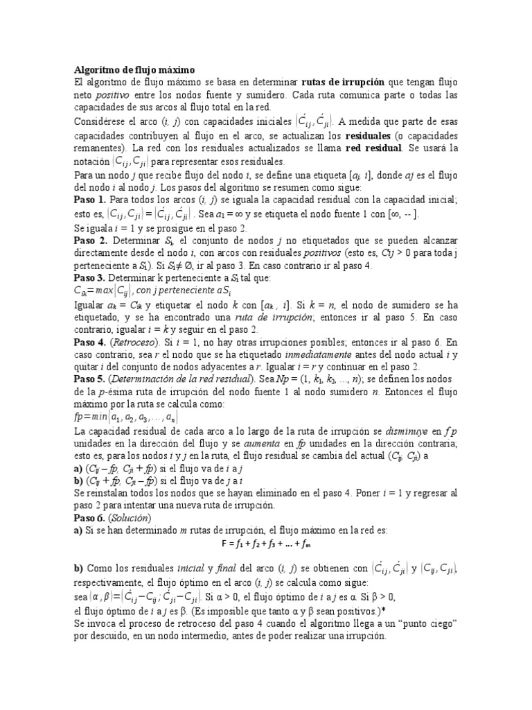 Algoritmo de flujo máximo | PDF | Matemáticas Aplicadas | Algoritmos
