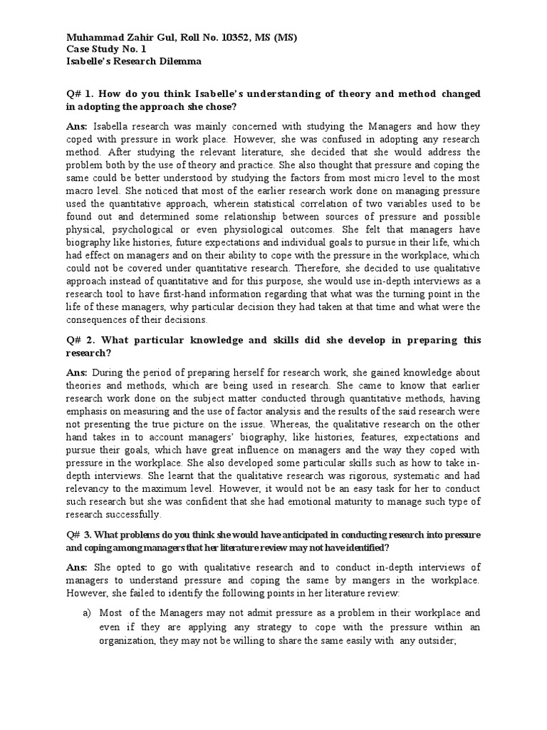 Isabelle Case Study | PDF | Quantitative Research | Case Study