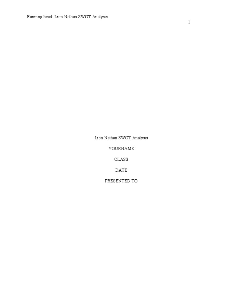 Lion Nathan SWOT Analysis - 7 Pages (APA Format) | PDF | Beer | Brewery