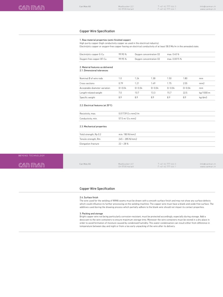 Copper Wire Specification | PDF