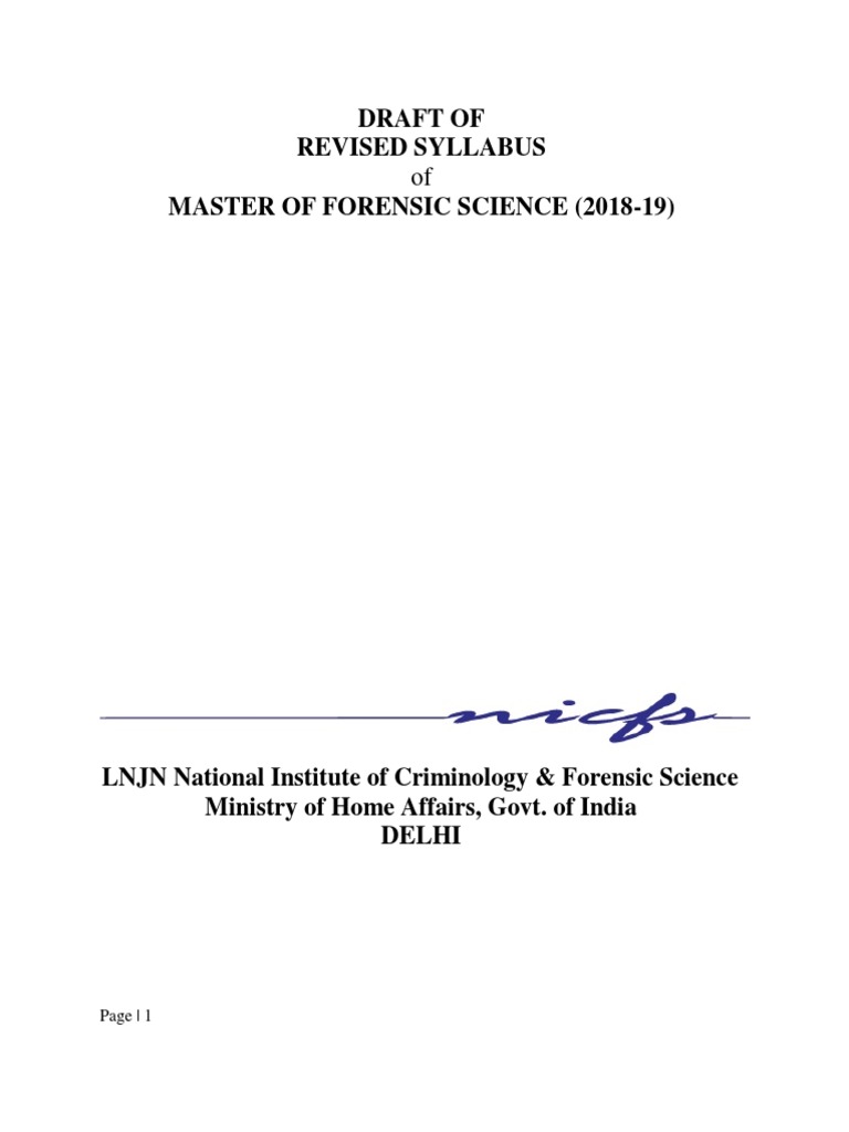 Revised Syllabus of MSC Forensic Science LNJN NICFS 2018 19 PDF | PDF ...