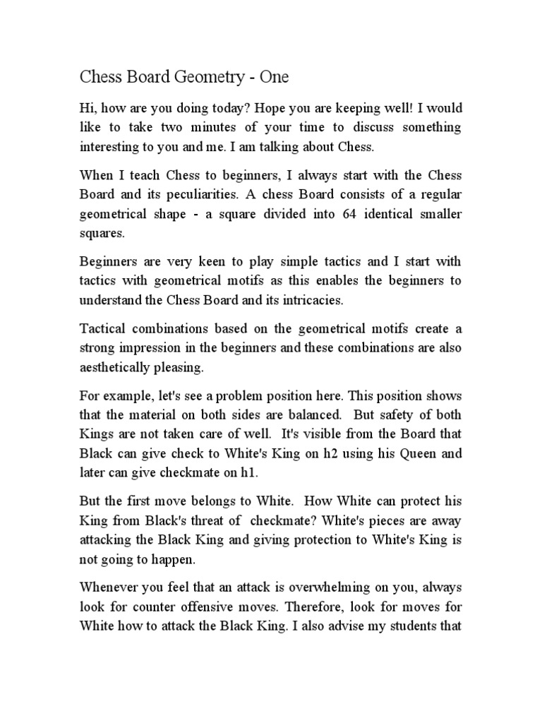 Chess Board Geometry - One | PDF | Chess | Traditional Board Games