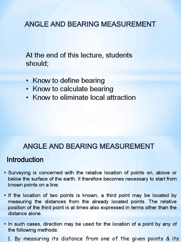 L2 - Angle and Bearing Measurement PDF | PDF | Compass | Surveying